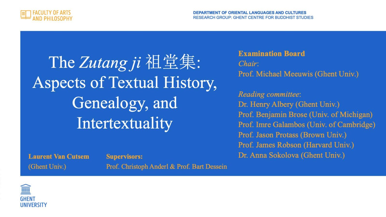 PhD defense of Laurent Van Cutsem, Ghent University, September 11, 2023 ...